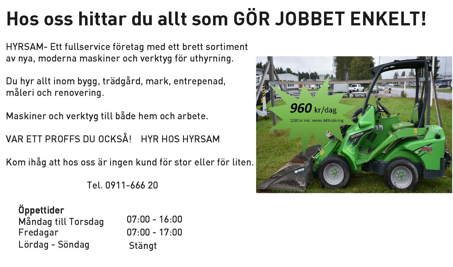 Hyrsam | Hyrmaskiner i Piteå - Hyr maskiner och verktyg i Piteå. Bygg ...