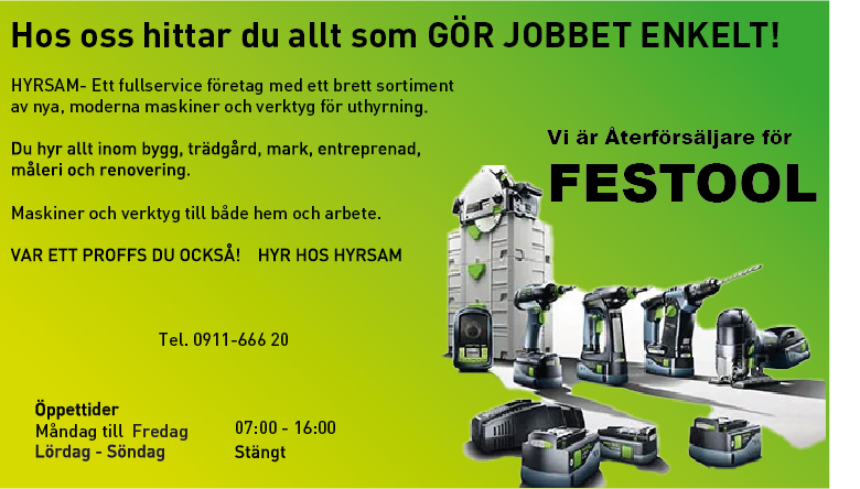 Hyrsam | Hyrmaskiner i Piteå - Hyr maskiner och verktyg i Piteå. Bygg ...